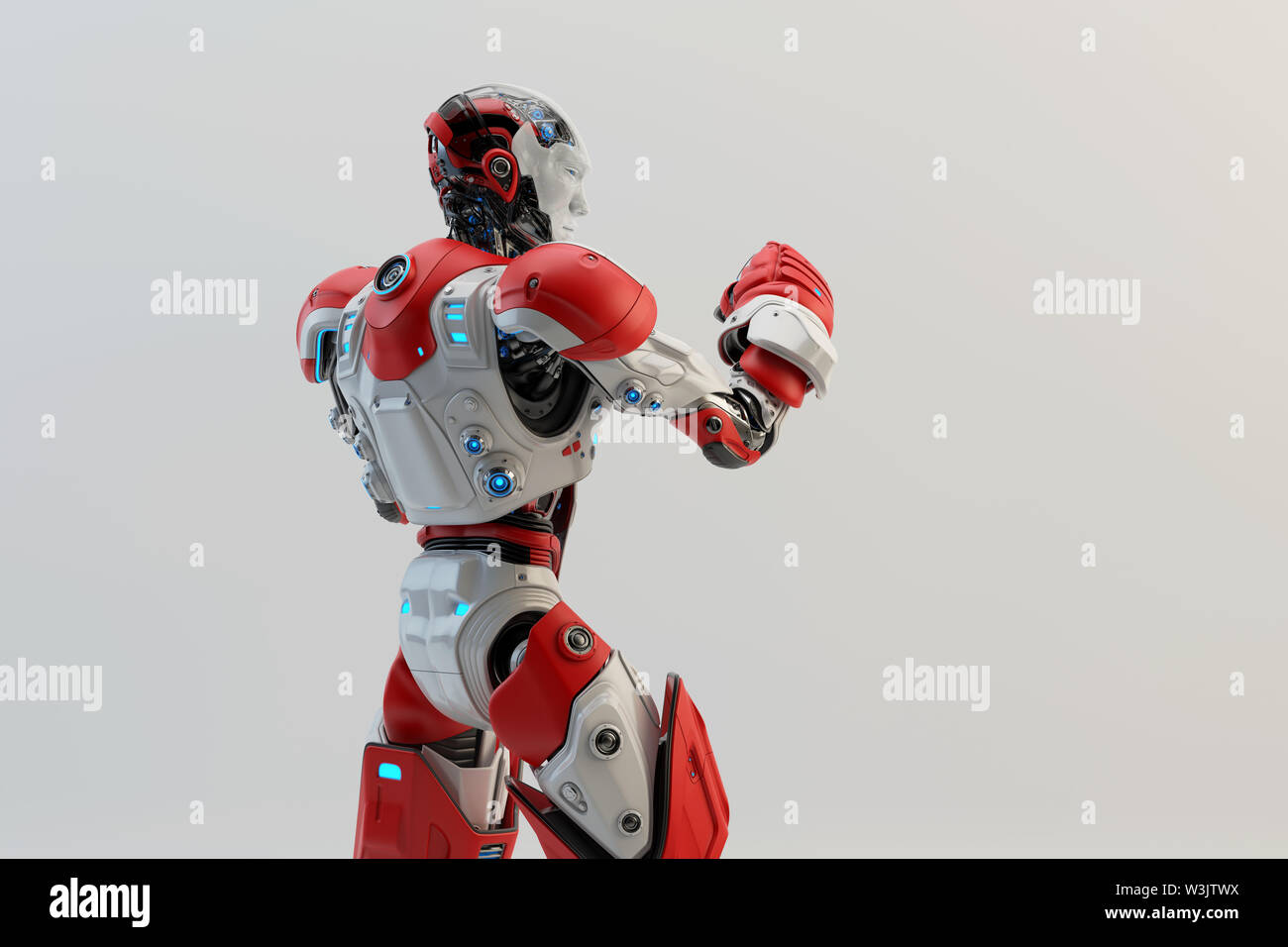 Robot boxer in rack stand, 3d rendering Stock Photo - Alamy