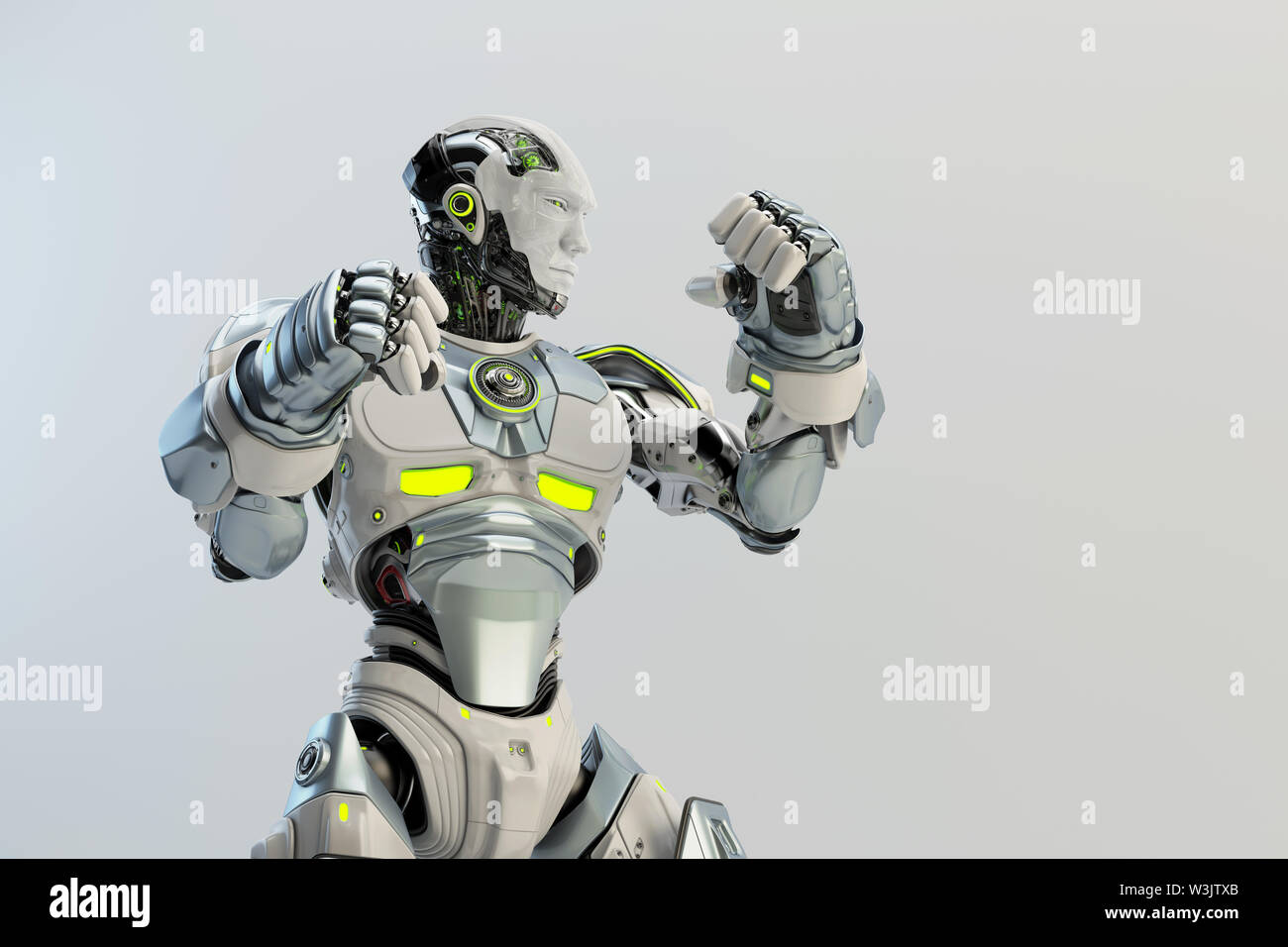 Robot boxer in rack stand, 3d rendering Stock Photo - Alamy