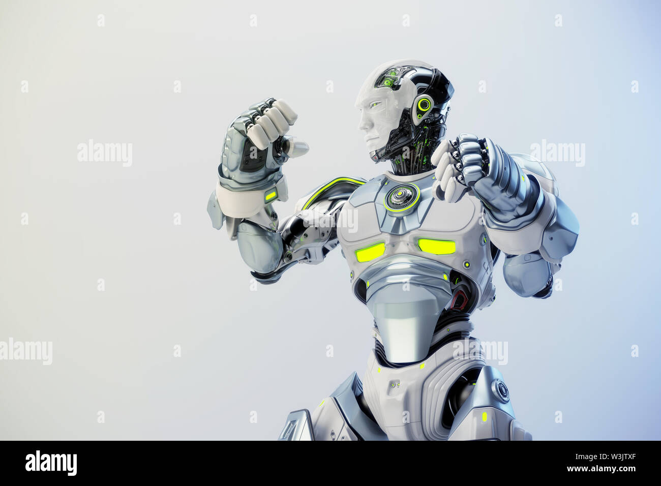 Robot boxer in rack stand, 3d rendering Stock Photo - Alamy