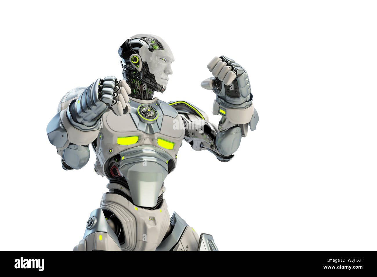 Robot boxer in rack stand, 3d rendering Stock Photo - Alamy