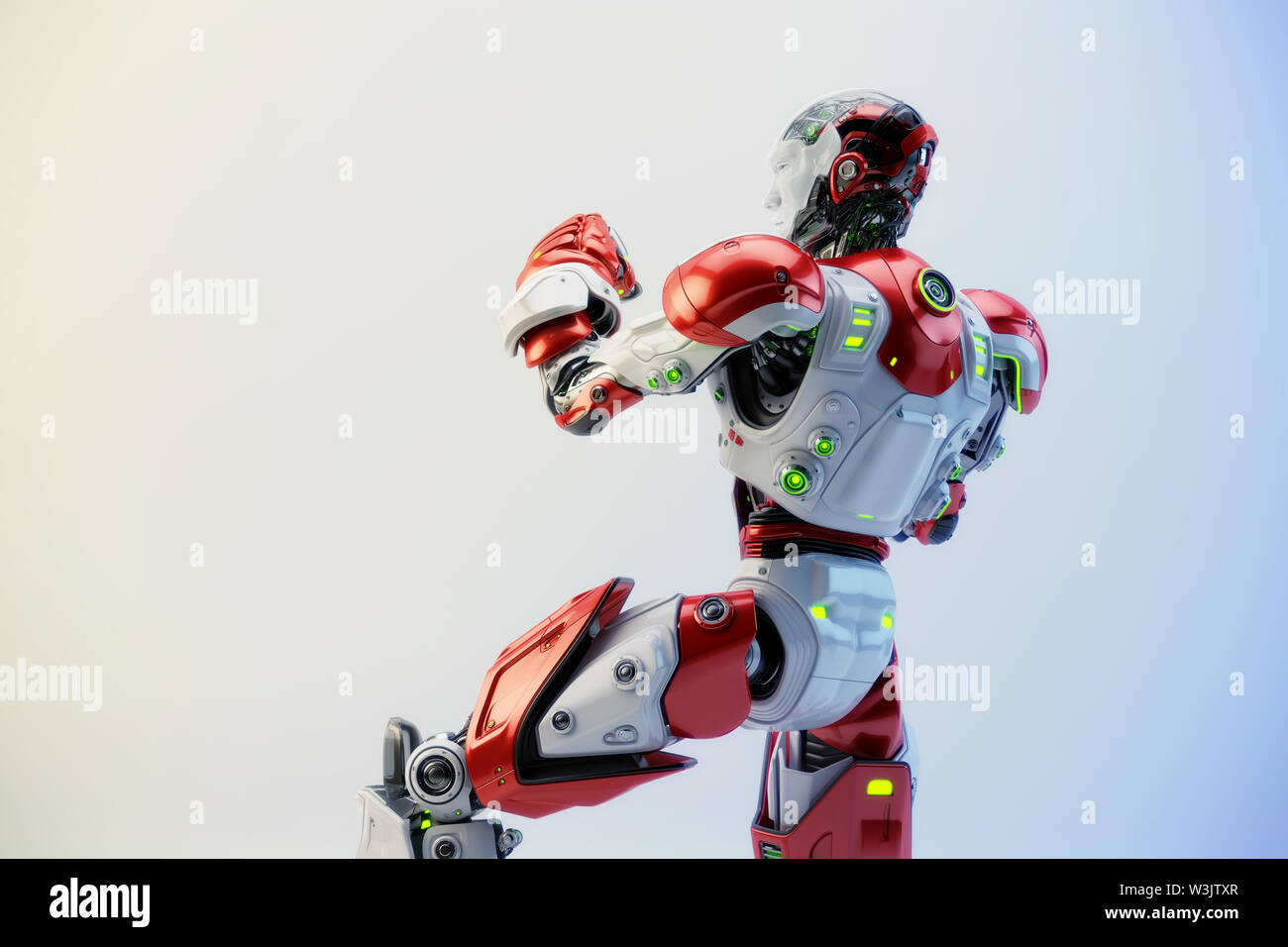Robot boxer in rack stand, 3d rendering Stock Photo - Alamy
