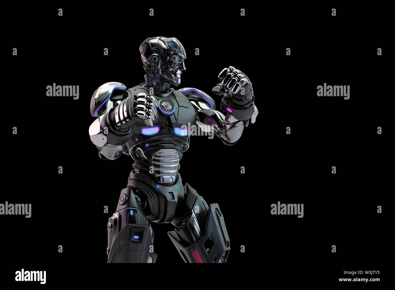 Robot boxer in rack stand, 3d rendering Stock Photo - Alamy