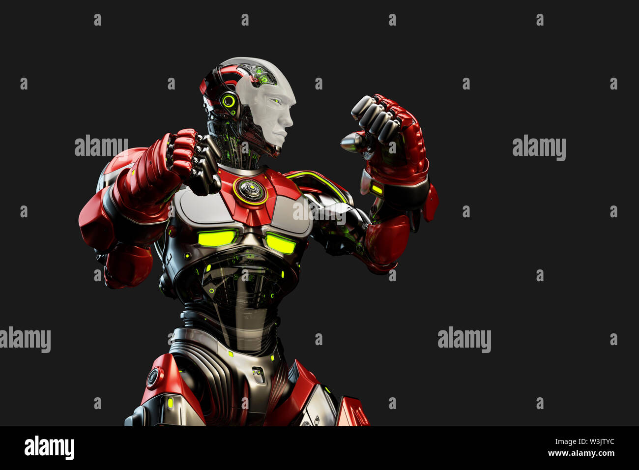 Robot boxer in rack stand, 3d rendering Stock Photo - Alamy