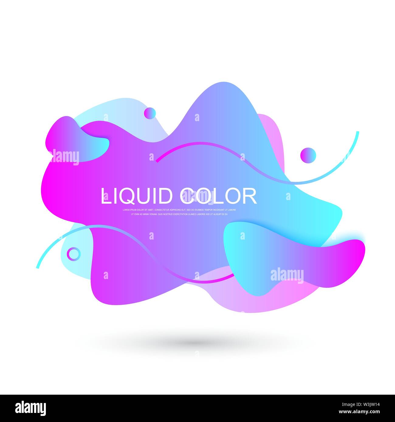 Modern graphic design elements in shape of fluid blobs with geometric lines. Gradient blue and ...