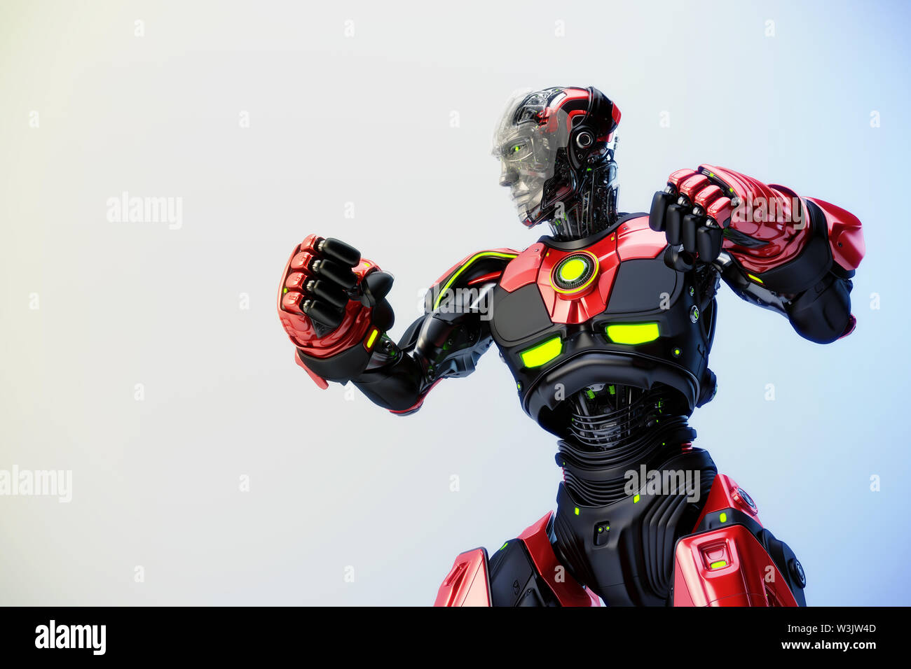 Robot boxer in rack stand, 3d rendering Stock Photo - Alamy