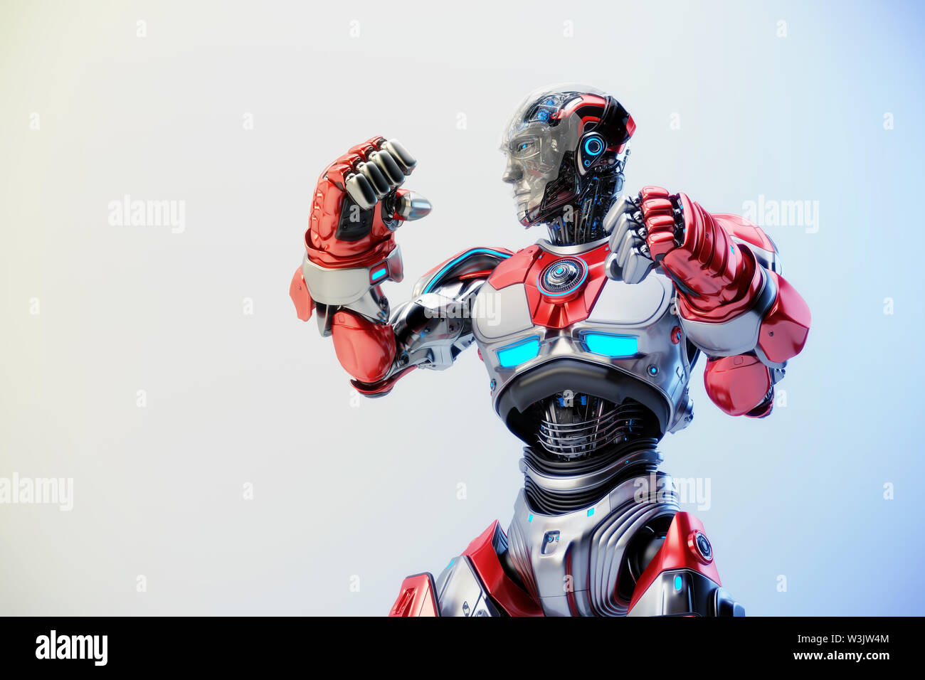 Robot boxer in rack stand, 3d rendering Stock Photo - Alamy