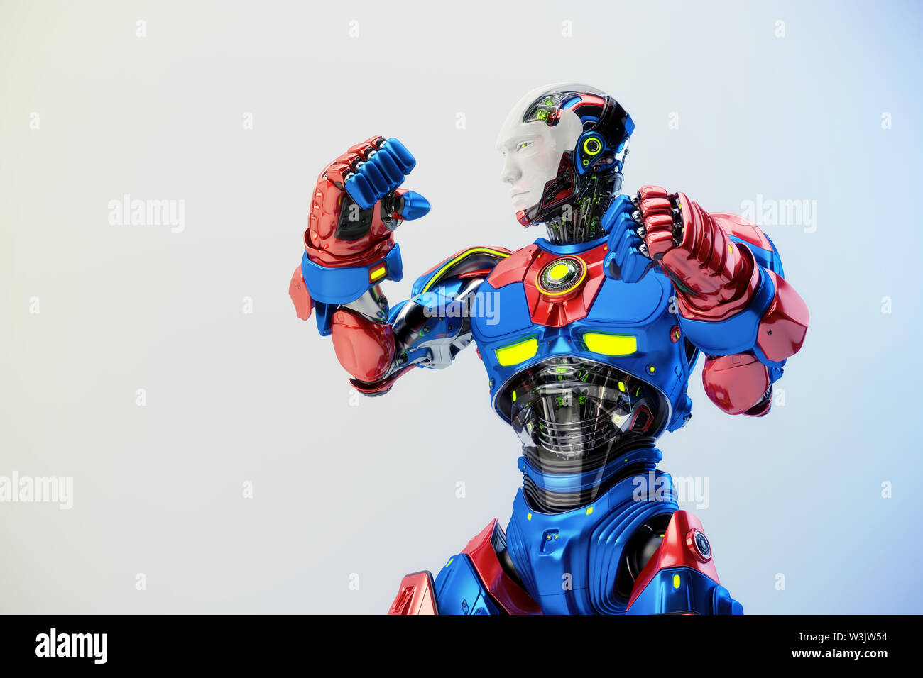 Robot boxer in rack stand, 3d rendering Stock Photo - Alamy