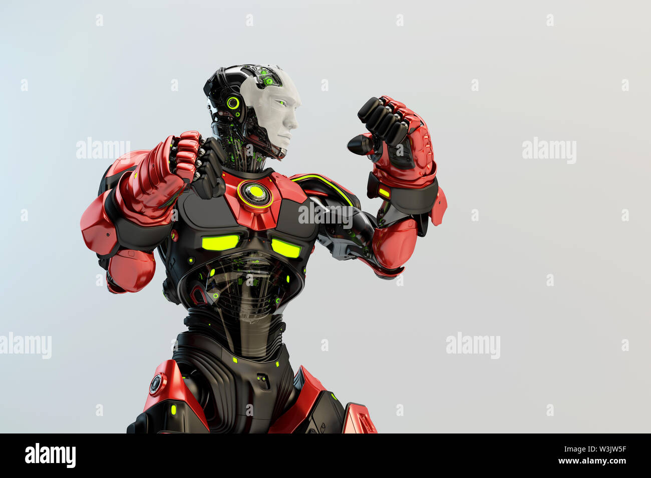 Robot boxer in rack stand, 3d rendering Stock Photo - Alamy