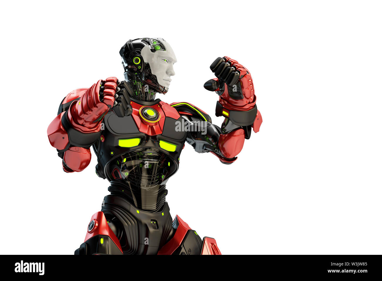 Robot boxer in rack stand, 3d rendering Stock Photo - Alamy