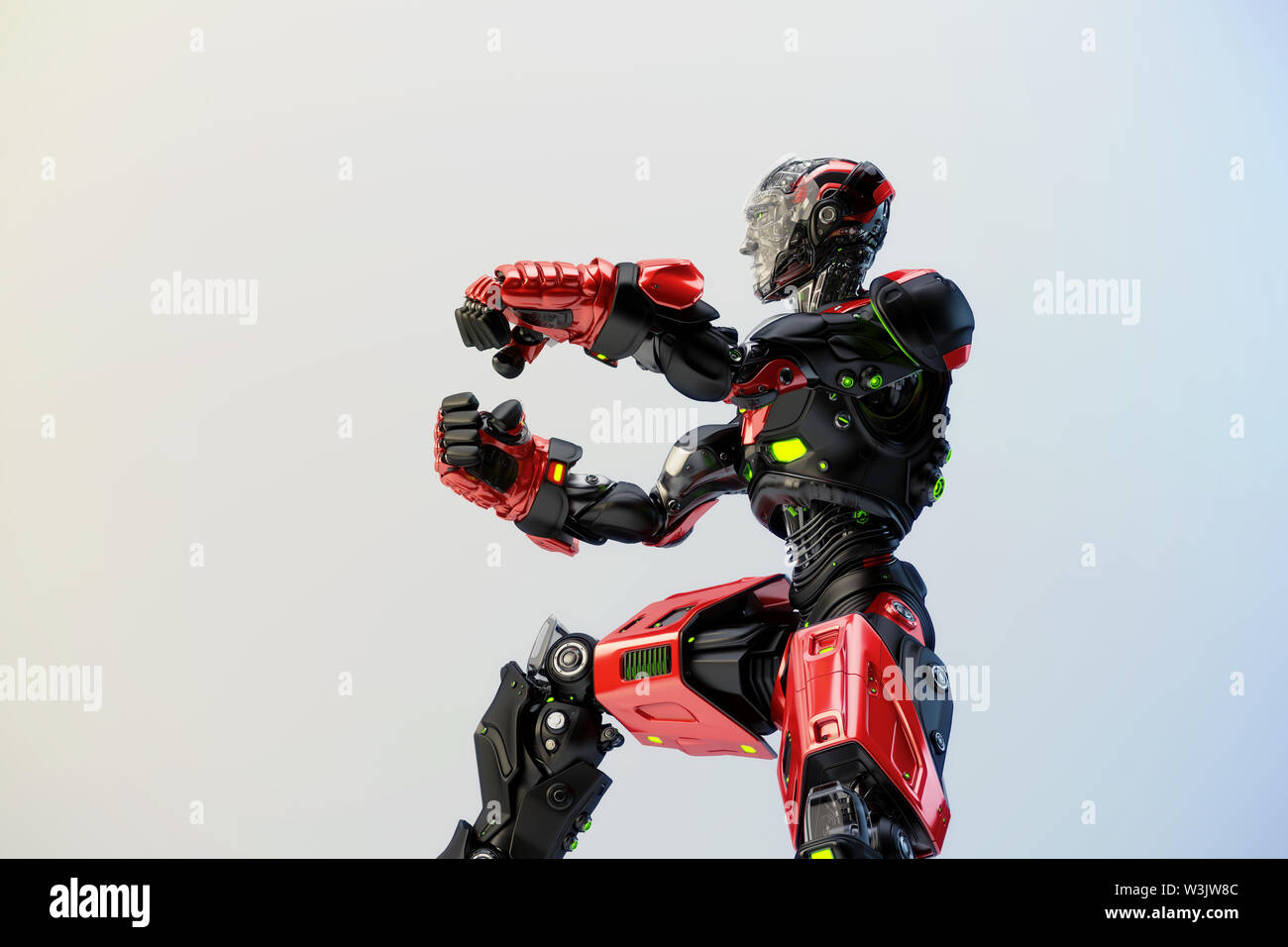 Robot boxer in rack stand, 3d rendering Stock Photo - Alamy