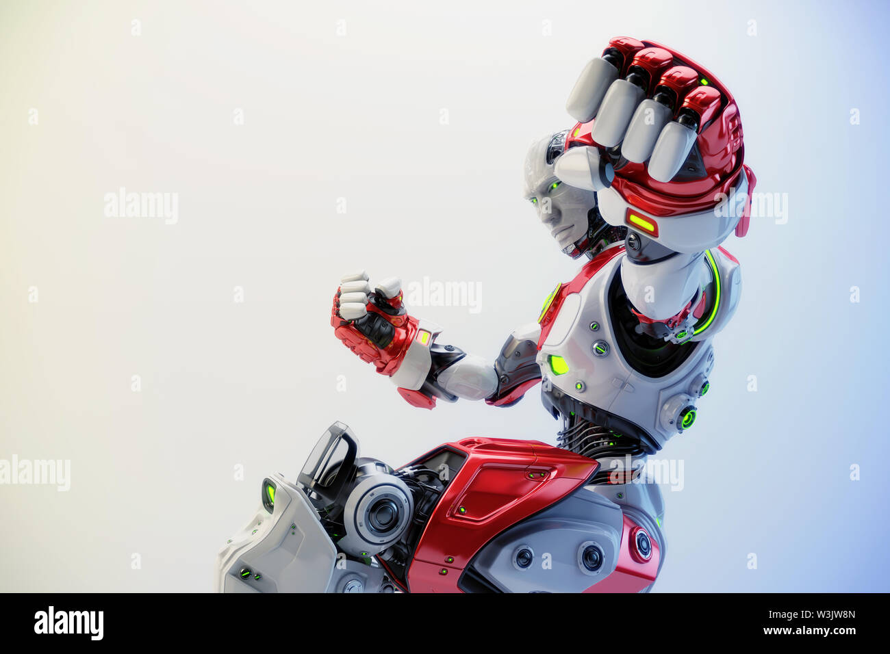 Robot boxer in rack stand, 3d rendering Stock Photo - Alamy