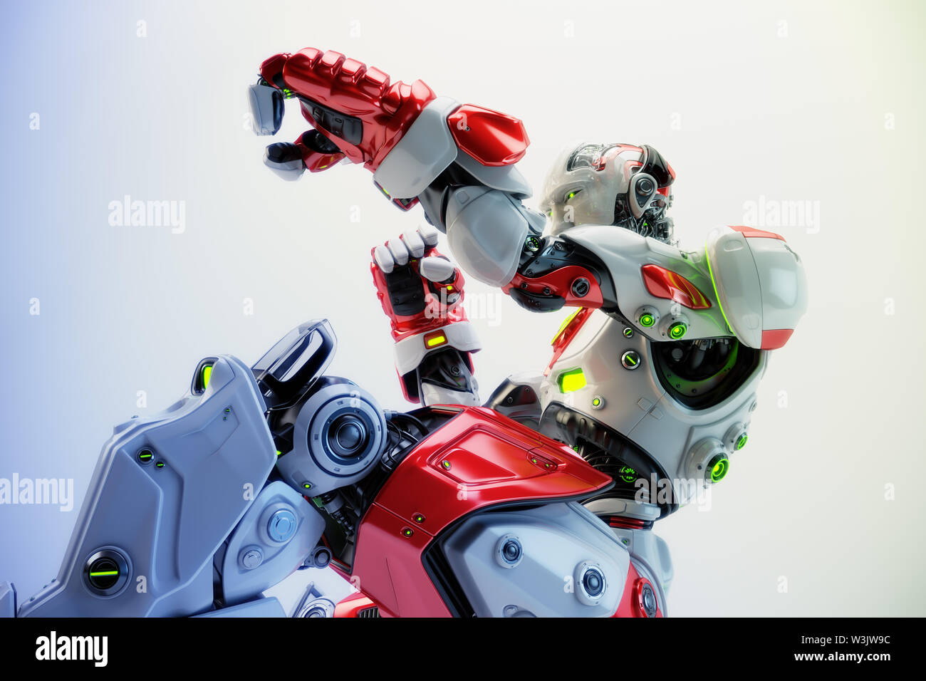 Robot boxer in rack stand, 3d rendering Stock Photo - Alamy