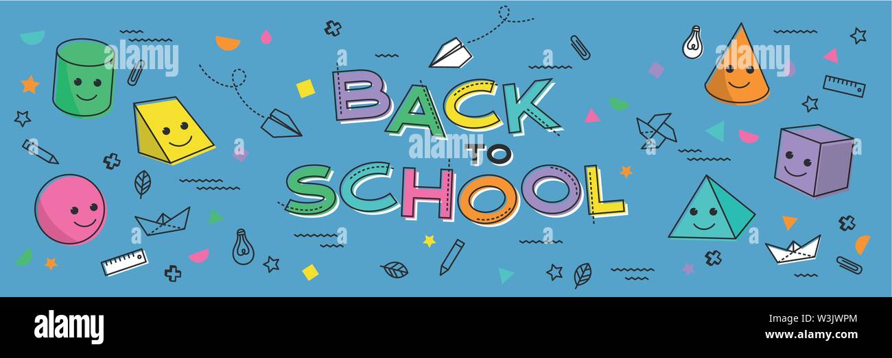 Back to school banner, poster with student supplies. Education learning ...