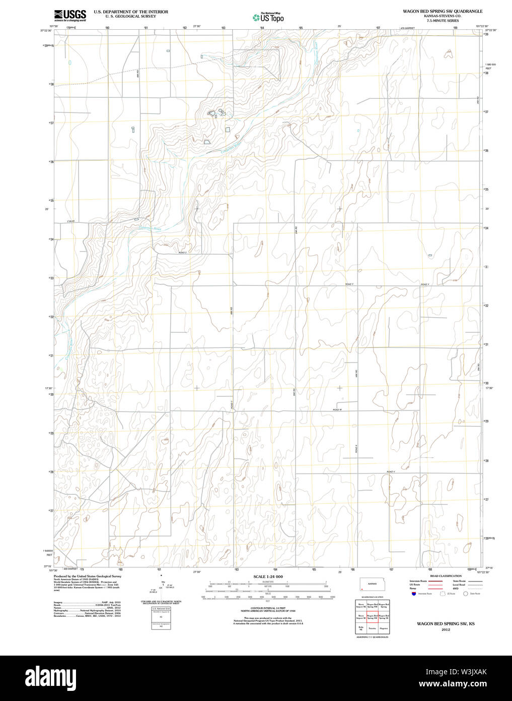 USGS TOPO Map Kansas KS Wagon Bed Spring SW 20120911 TM Restoration ...