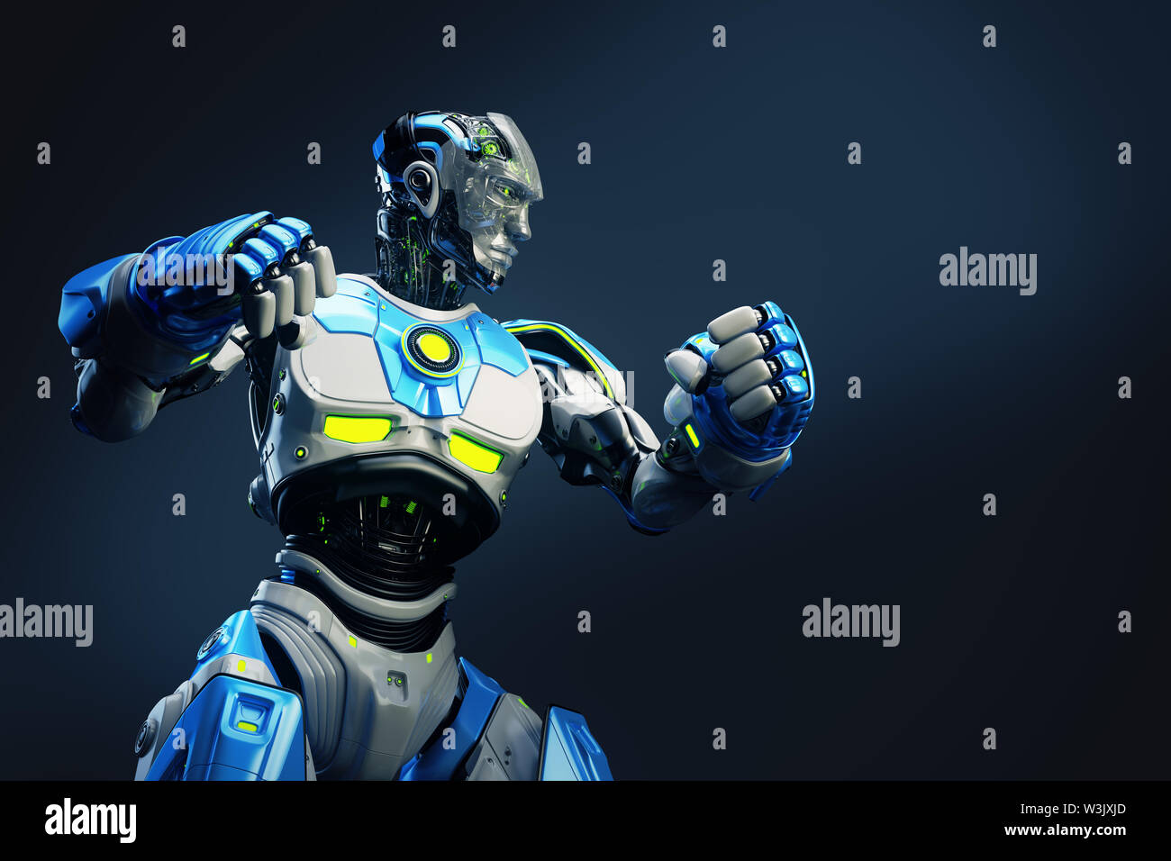 Robot boxer in rack stand, 3d rendering Stock Photo - Alamy