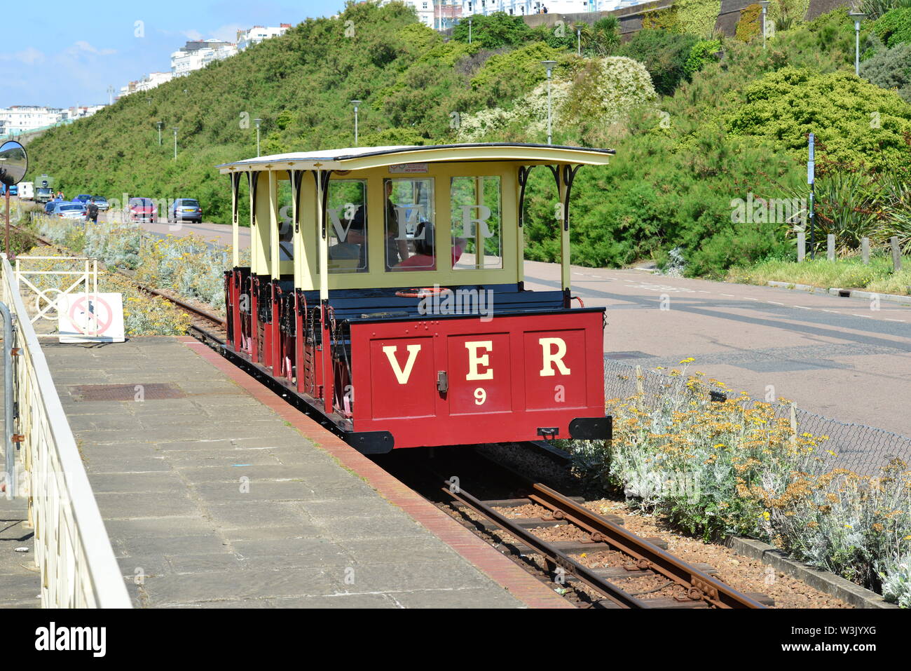 An Electric train carriage at Brighton Stock Photo - Alamy