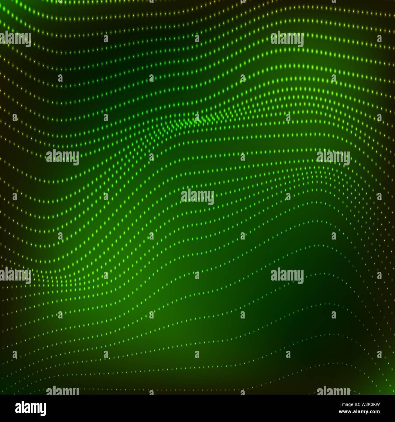 Polygonal Space. Low Poly Green Background with Connecting Dot. Big ...