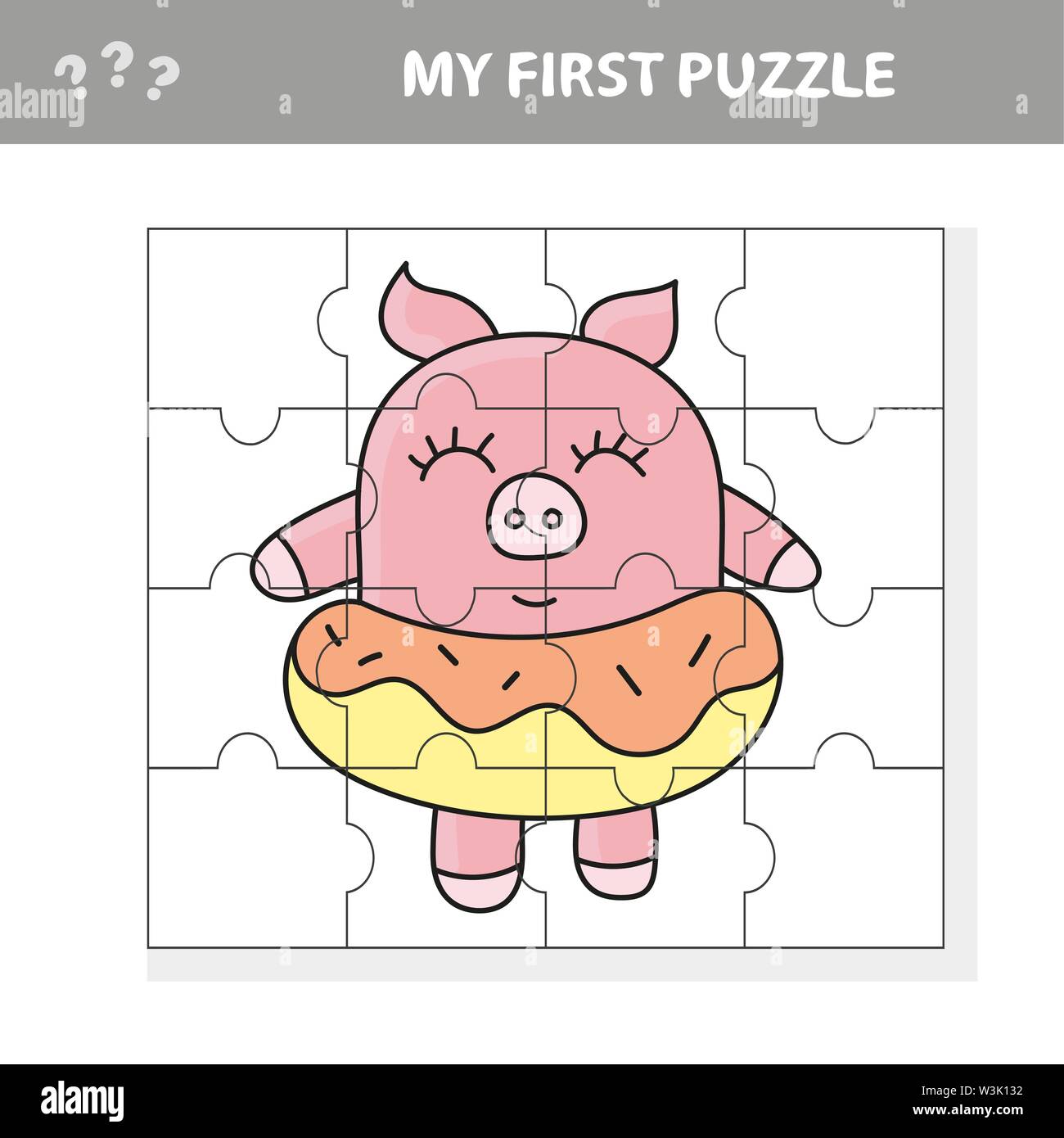 Cartoon Vector Illustration of Education Jigsaw Puzzle Game for ...