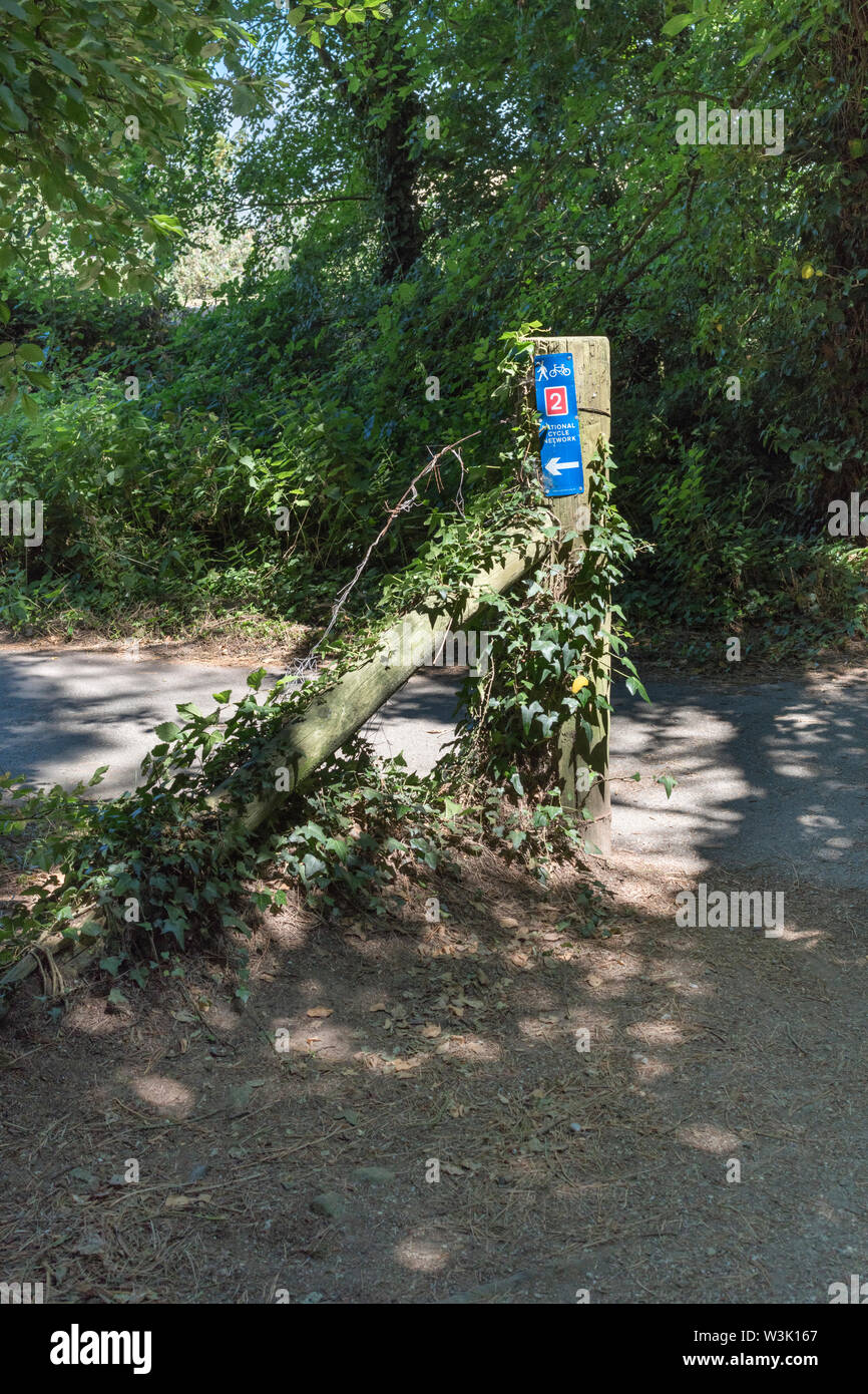 Sustrans National Cycle Network route sign near Par, Cornwall. Cycling ...