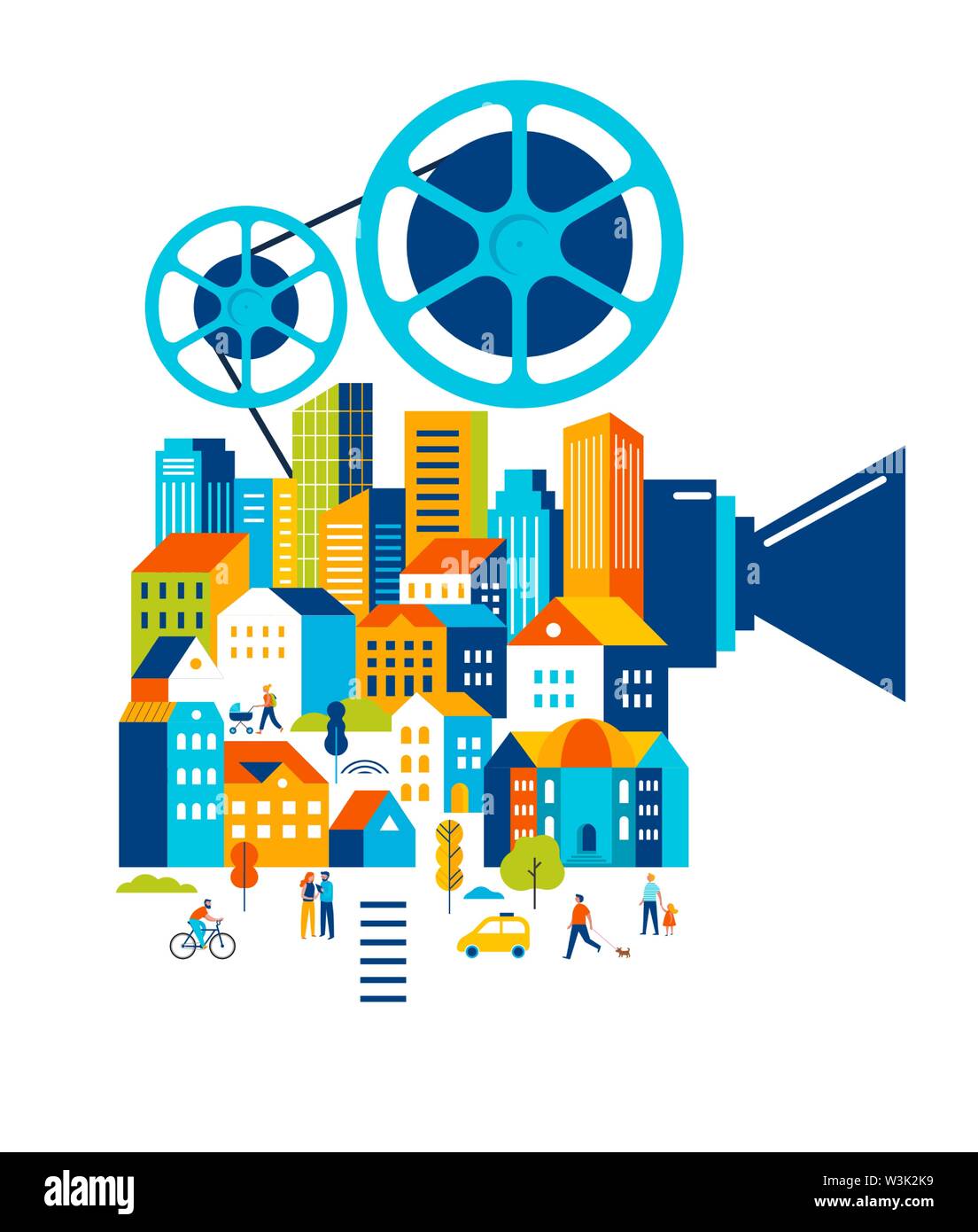 Film festival, cinema and movie poster, creative retro vector design ...