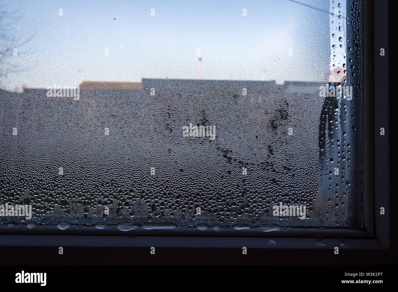 Condensation formed on window glass 2 Stock Photo - Alamy