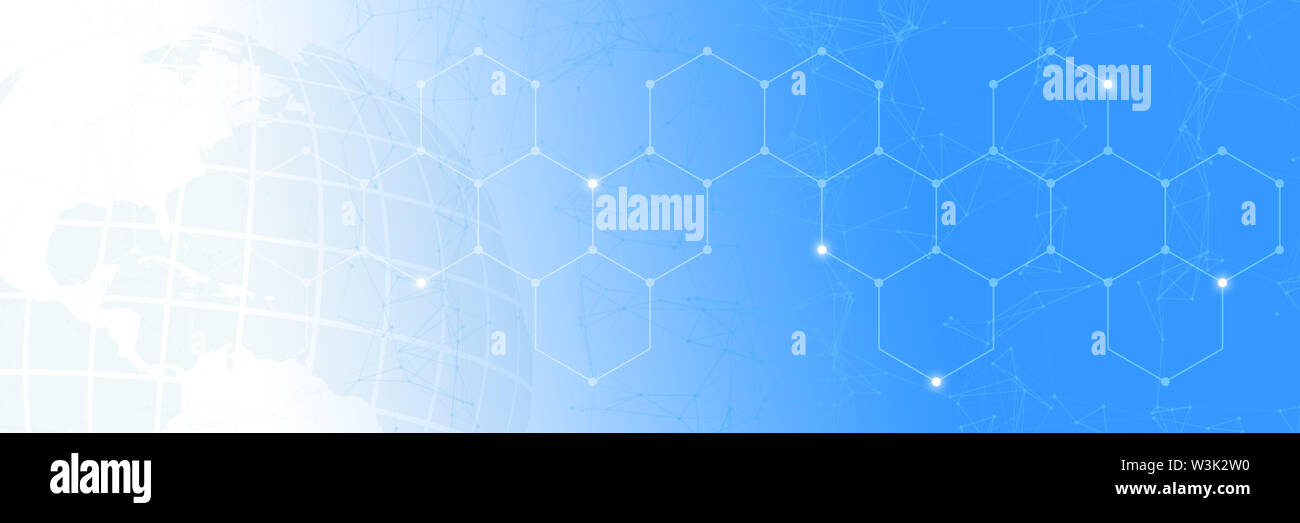 Globalization and technology concept with globe and networks Stock ...