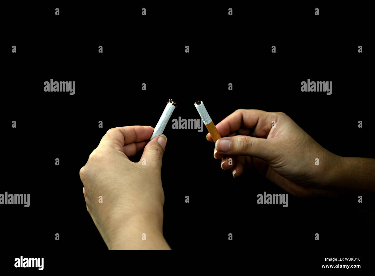 Women hand crushing cigarette, Concept Quitting smoking world no ...