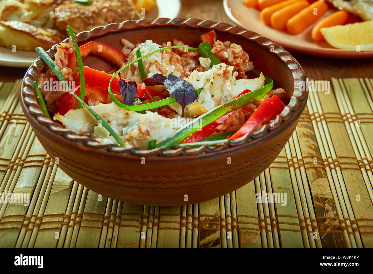 Nasi goreng with flaked snapper - Indonesian traditional dinner Stock ...