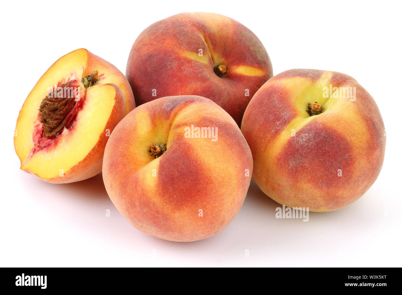 Whole and half peach fruits isolated on white background Stock Photo ...