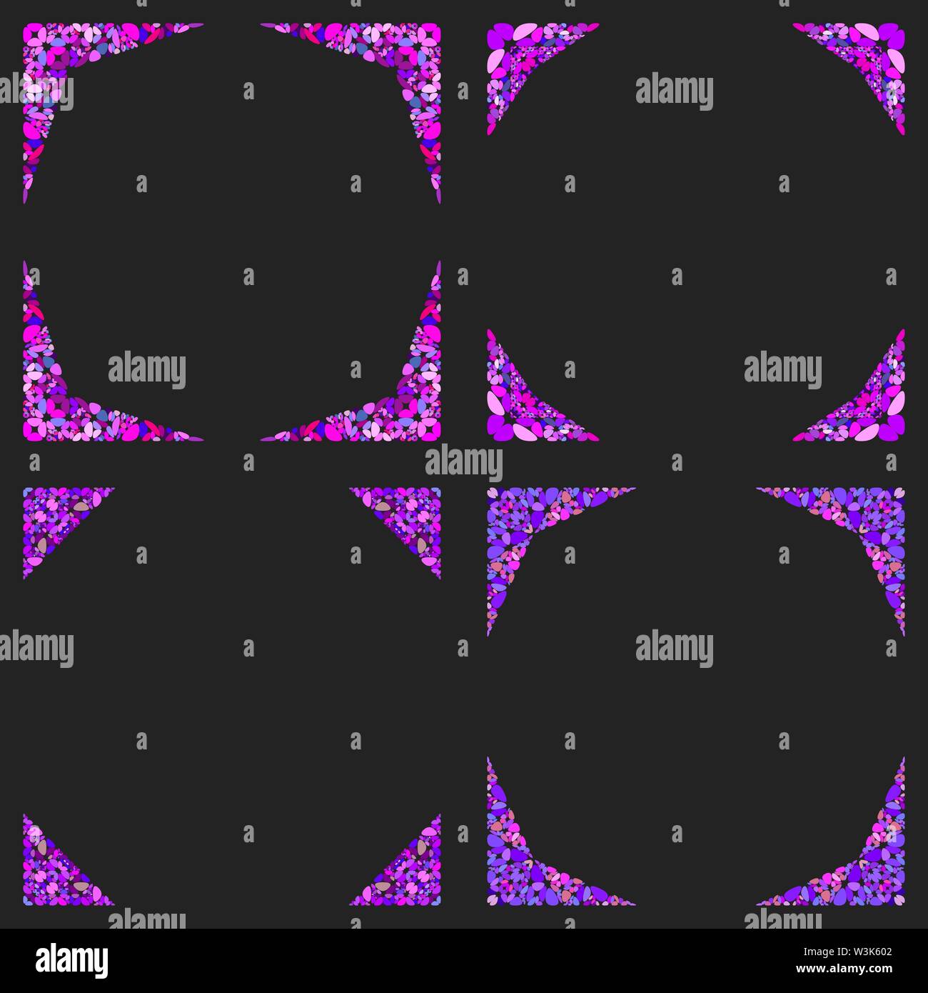 Curved stone mosaic page corner design set - vector design elements ...