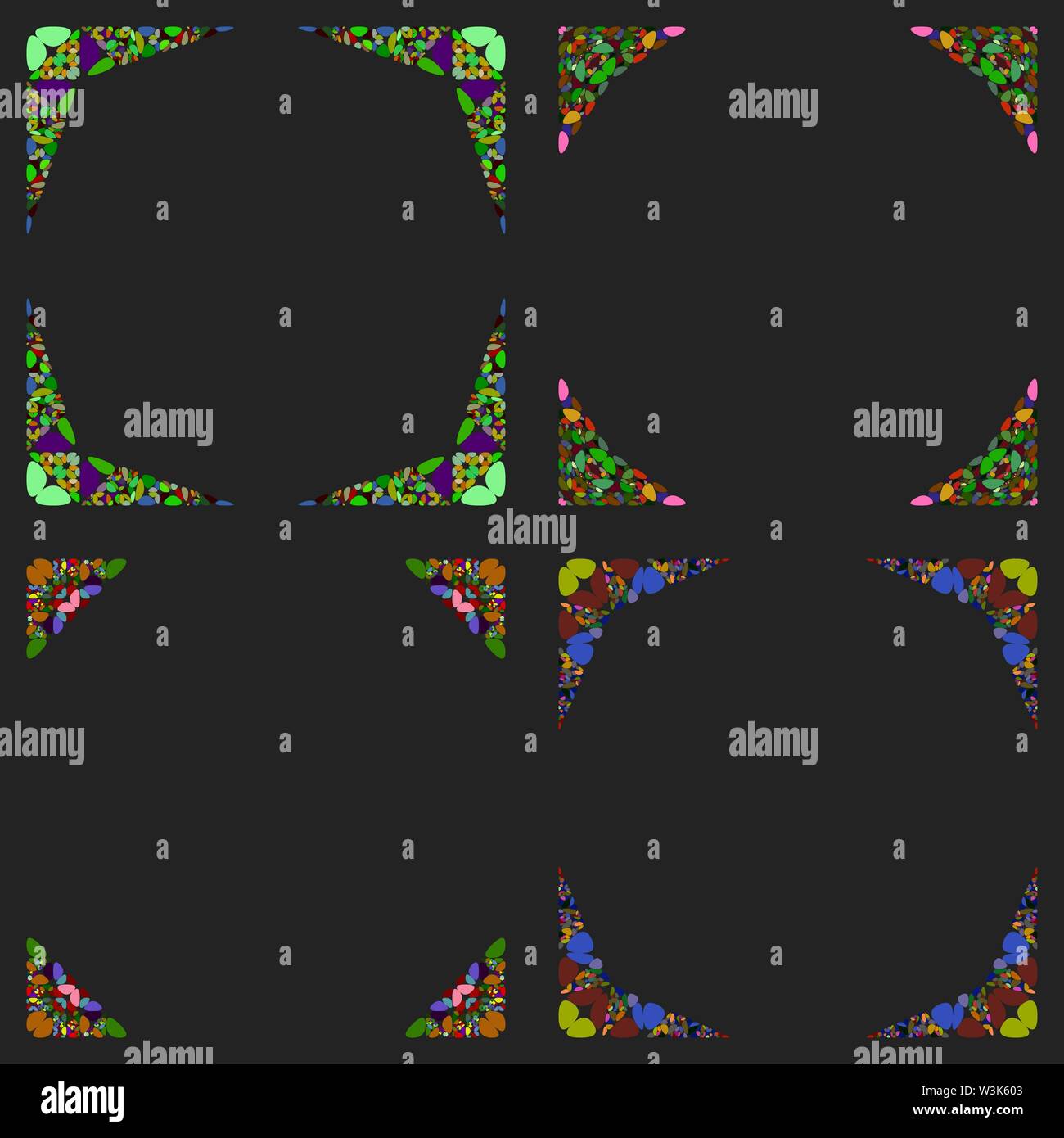 Curved stone mosaic page corner design set - vector design elements ...