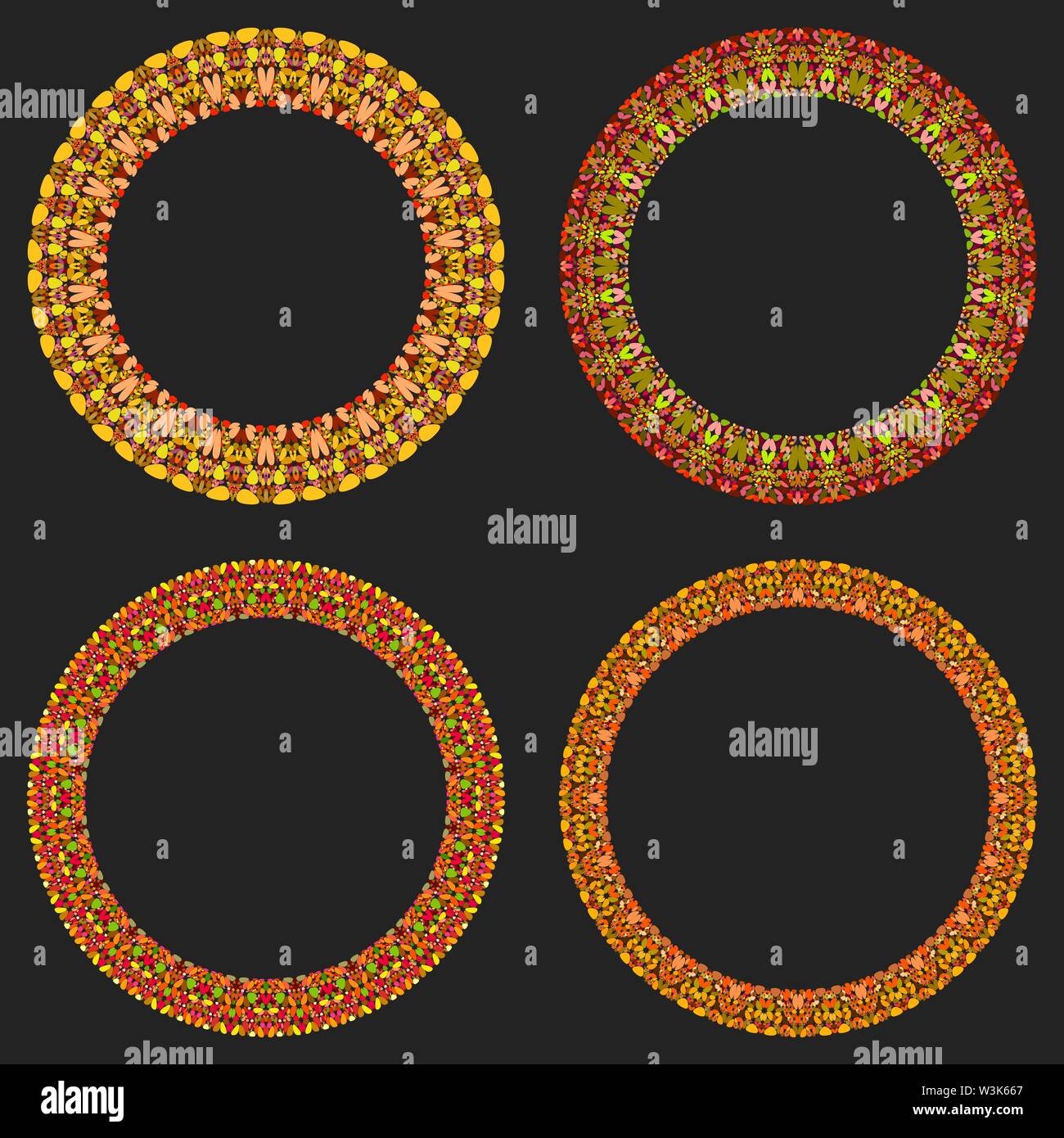 Set of 4 gravel mosaic round borders - vector design elements Stock ...
