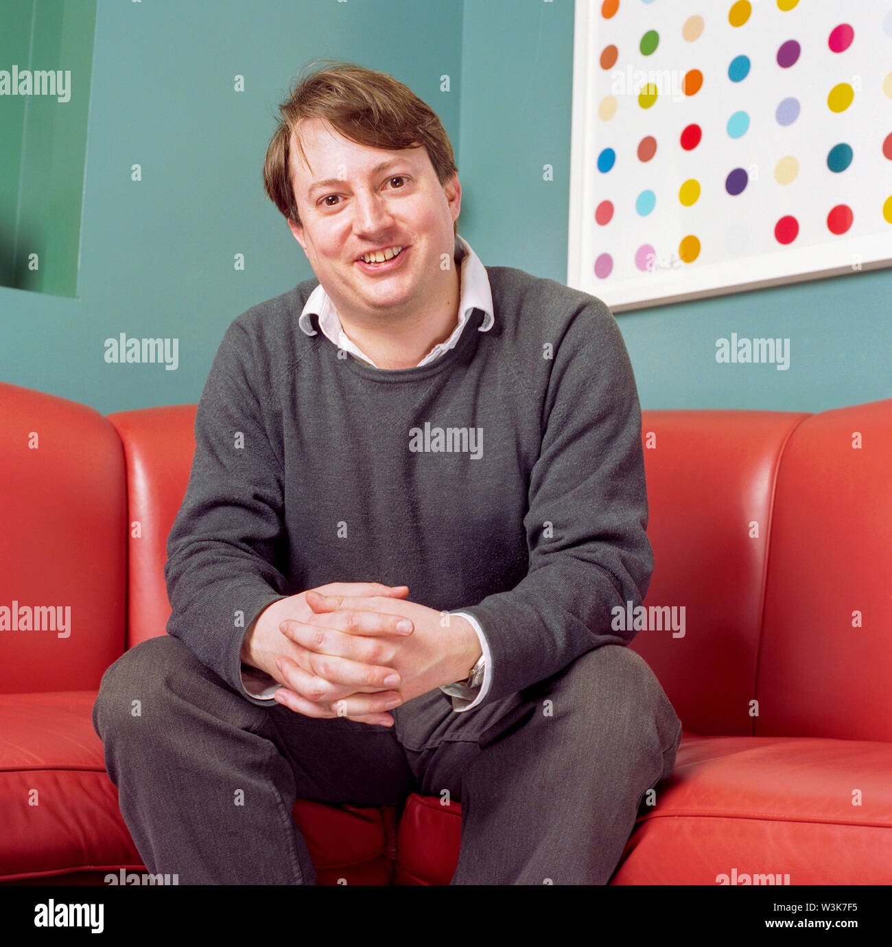Portrait of English comedian David Mitchell photographed at the Groucho ...