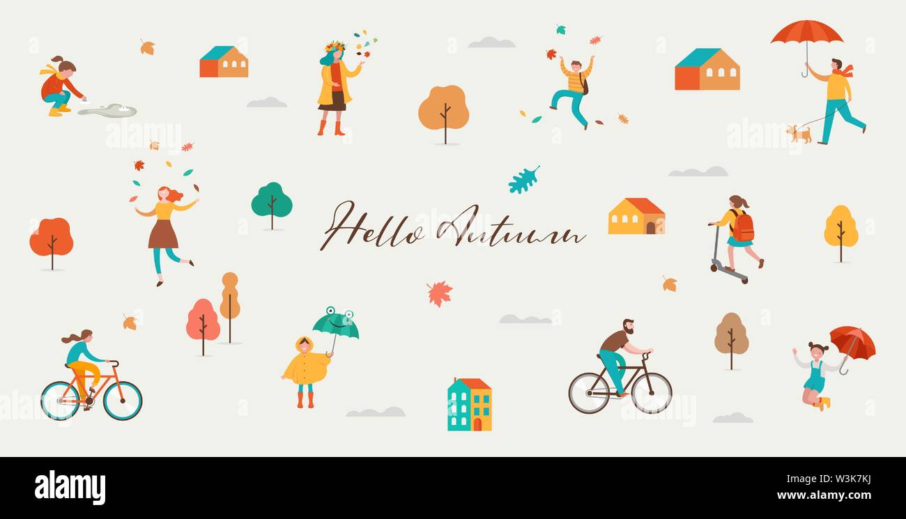 Kids jumping puddle Stock Vector Images - Alamy