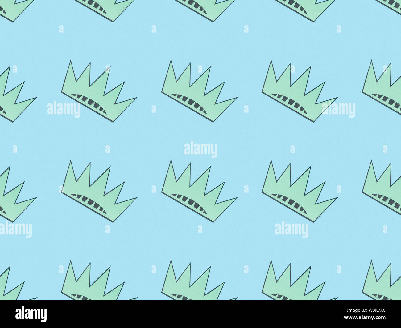 seamless background pattern with turquoise crowns on blue, Independence ...