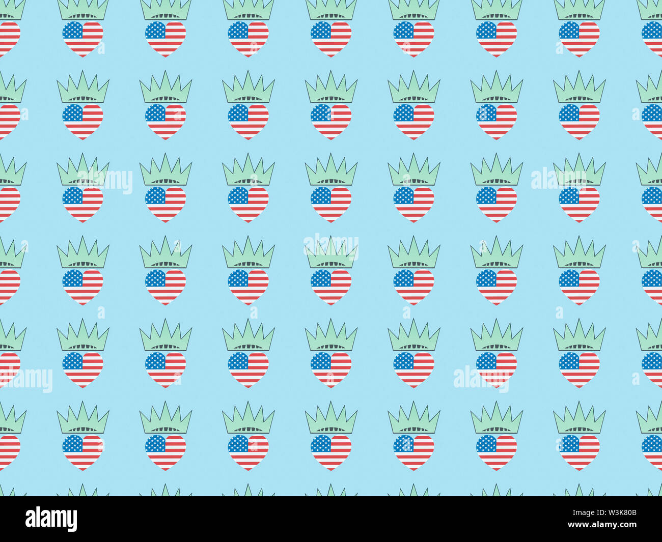 seamless background pattern with hearts made of us national flags and ...