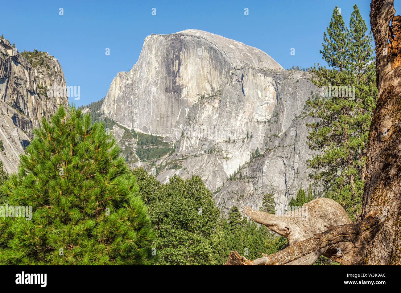 Half Dome formation at Yosemite National Park spans eastern portions of ...