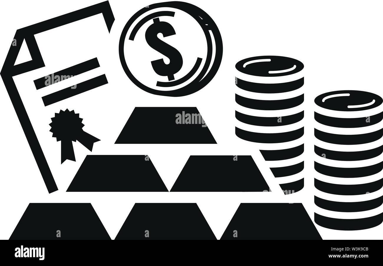 Gold money bank icon. Simple illustration of gold money bank vector ...