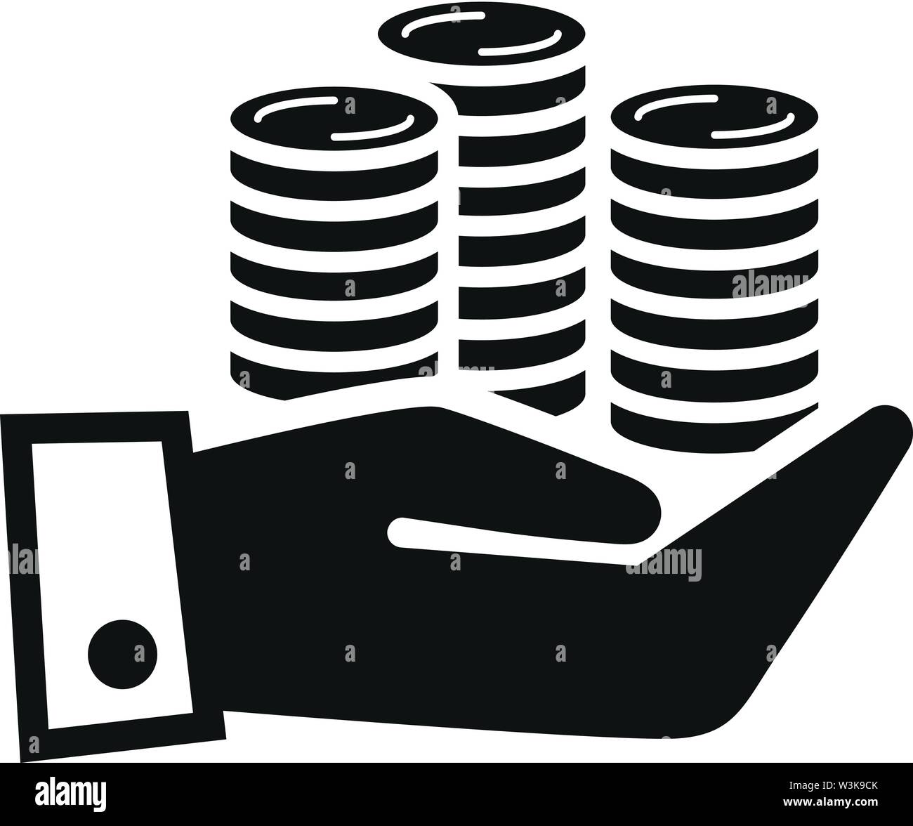 Coins in hand icon. Simple illustration of coins in hand vector icon ...