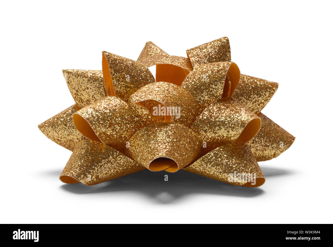 Gold Glitter Bow Side View Isolated on White Stock Photo - Alamy