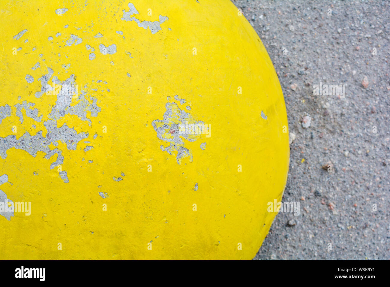 Element of sidewalk design and protection from car parking. Top view of ...