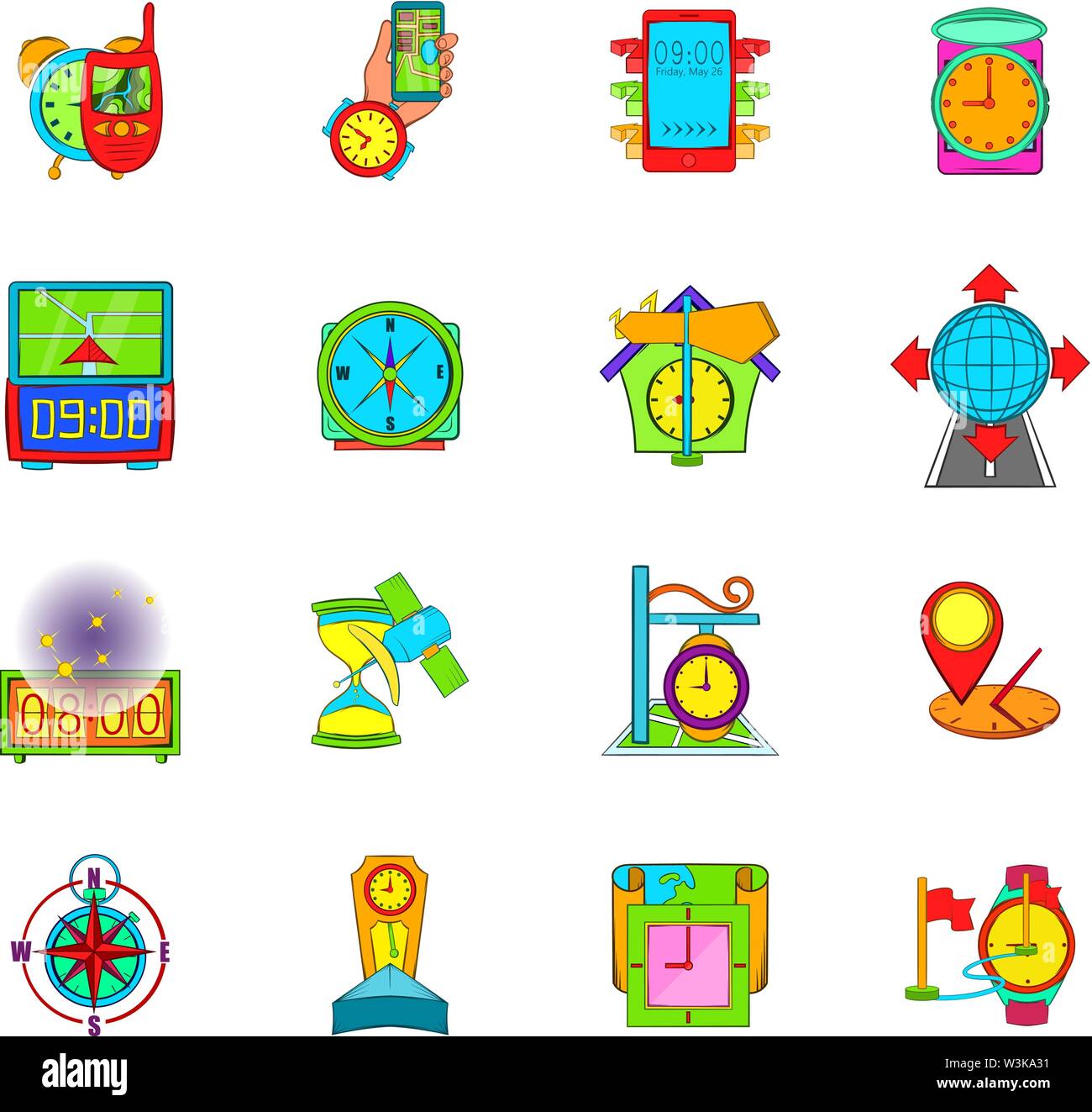 Time navigation icons set, cartoon style Stock Vector Image & Art - Alamy