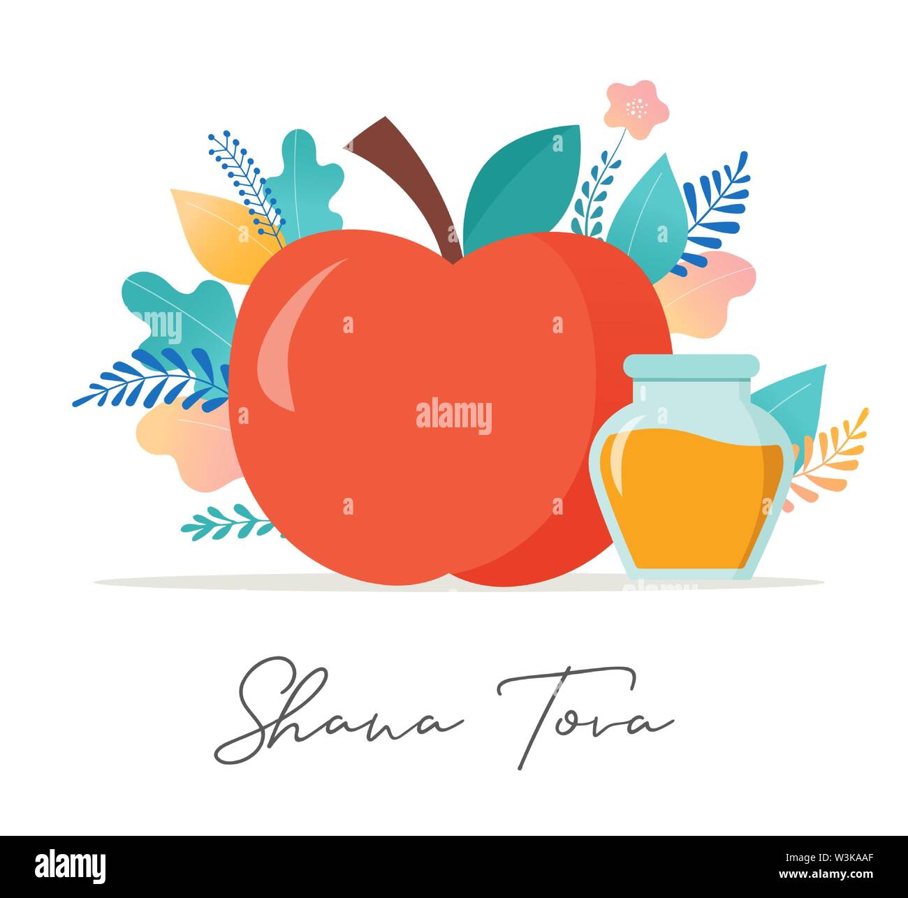 Rosh Hashanah Apples And Honey Cartoon