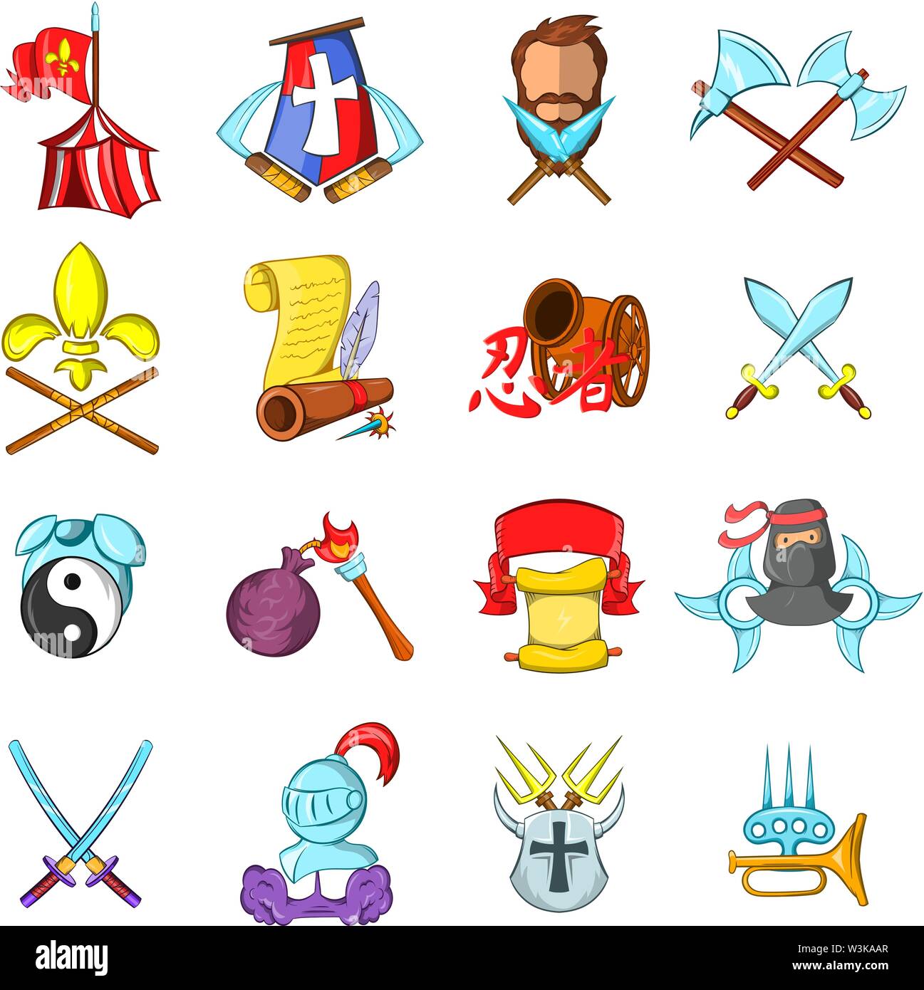 Medieval weapon icons set, cartoon style Stock Vector Image & Art - Alamy
