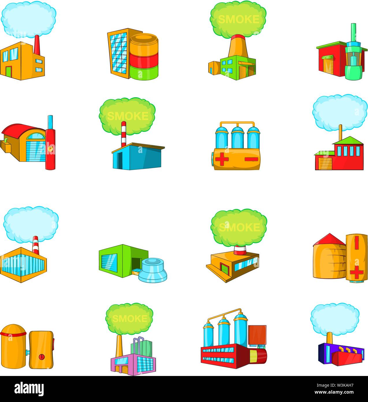 Factory icons set, cartoon style Stock Vector Image & Art - Alamy