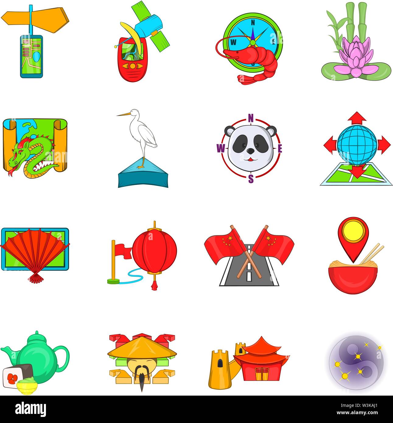 Asia travel icons set, cartoon style Stock Vector Image & Art - Alamy