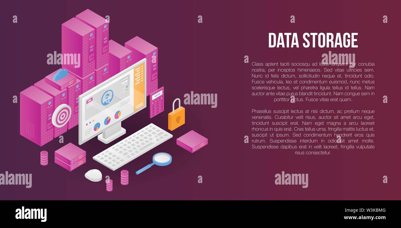 Data storage concept banner, isometric style Stock Vector Image & Art - Alamy