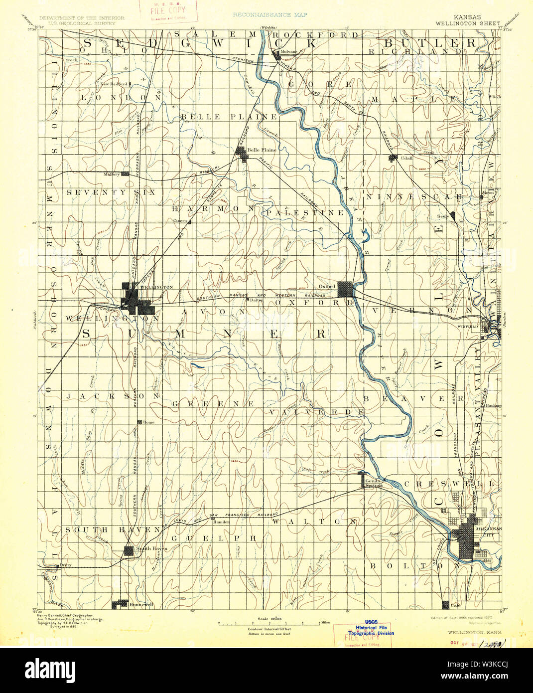 Kansas map 1890 hi-res stock photography and images - Alamy