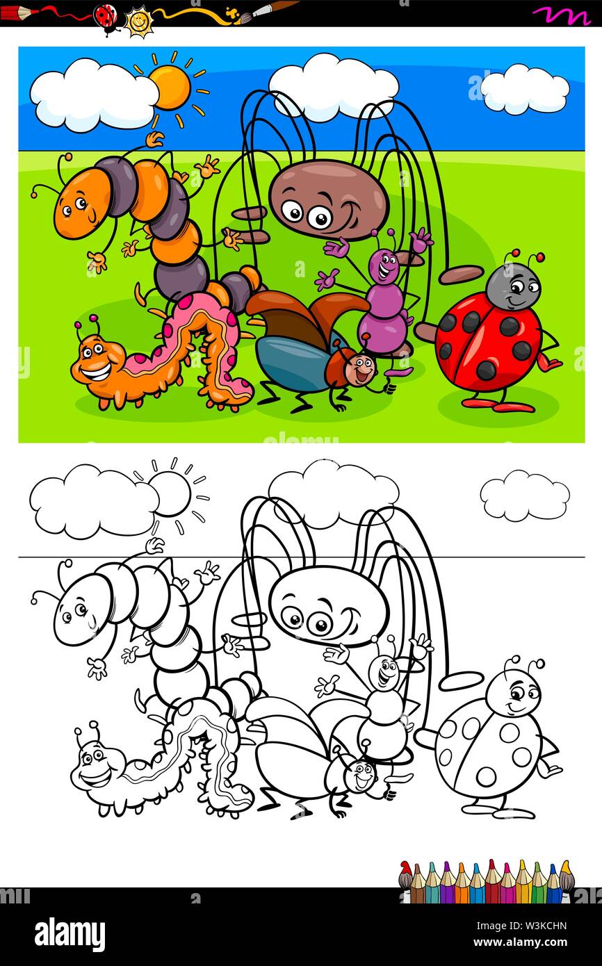 Cartoon insects bugs coloring book Stock Vector Images - Alamy