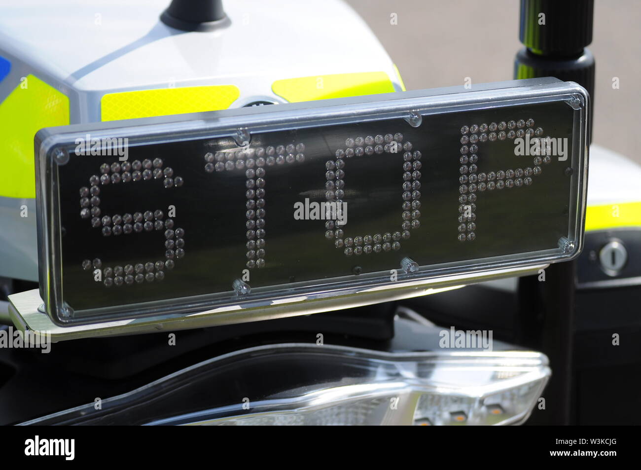 Police motorcycle with STOP sign, Czech Republic, 2019. (CTK Photo ...